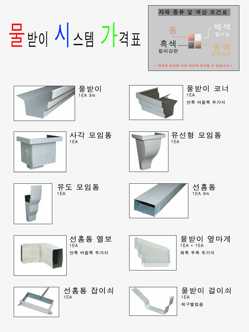 물받이 시스템 자재 종류를 소개합니다 동 칼라강판 알미늄 천안지붕시공 선두기업 네이버 블로그