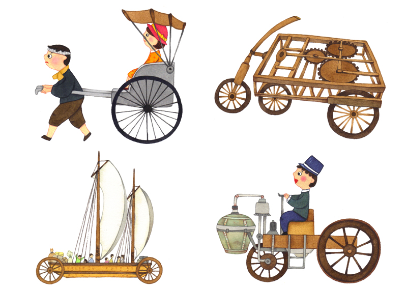 유아교재일러스트 자동차 발전과정교통수단 일러스트자동차일러스트선비걷는 사람말타는 사람마차가마인력거태엽자동차풍력자동차증기자동차가솔린자동차포드자동차삼륜
