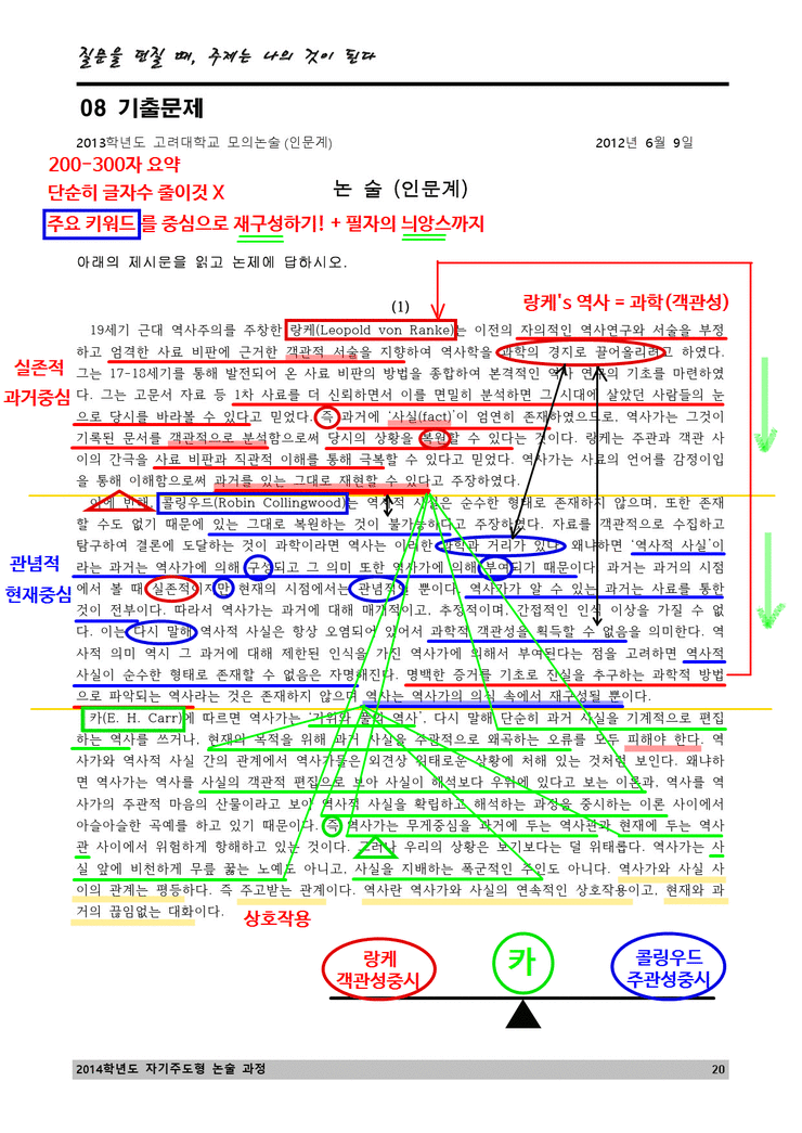 고려대 2013 모의 인문예시답안첨삭 고려대논술 고려대모의논술 네이버 블로그